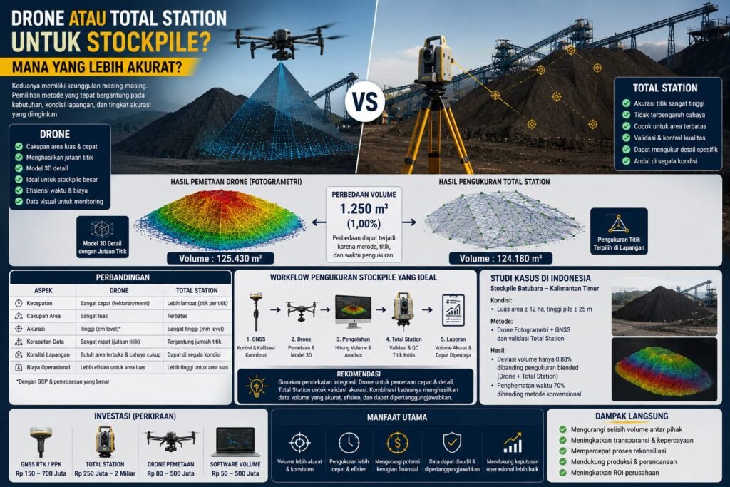 Drone atau Total Station untuk Menghitung Volume Stockpile? Mana yang ...